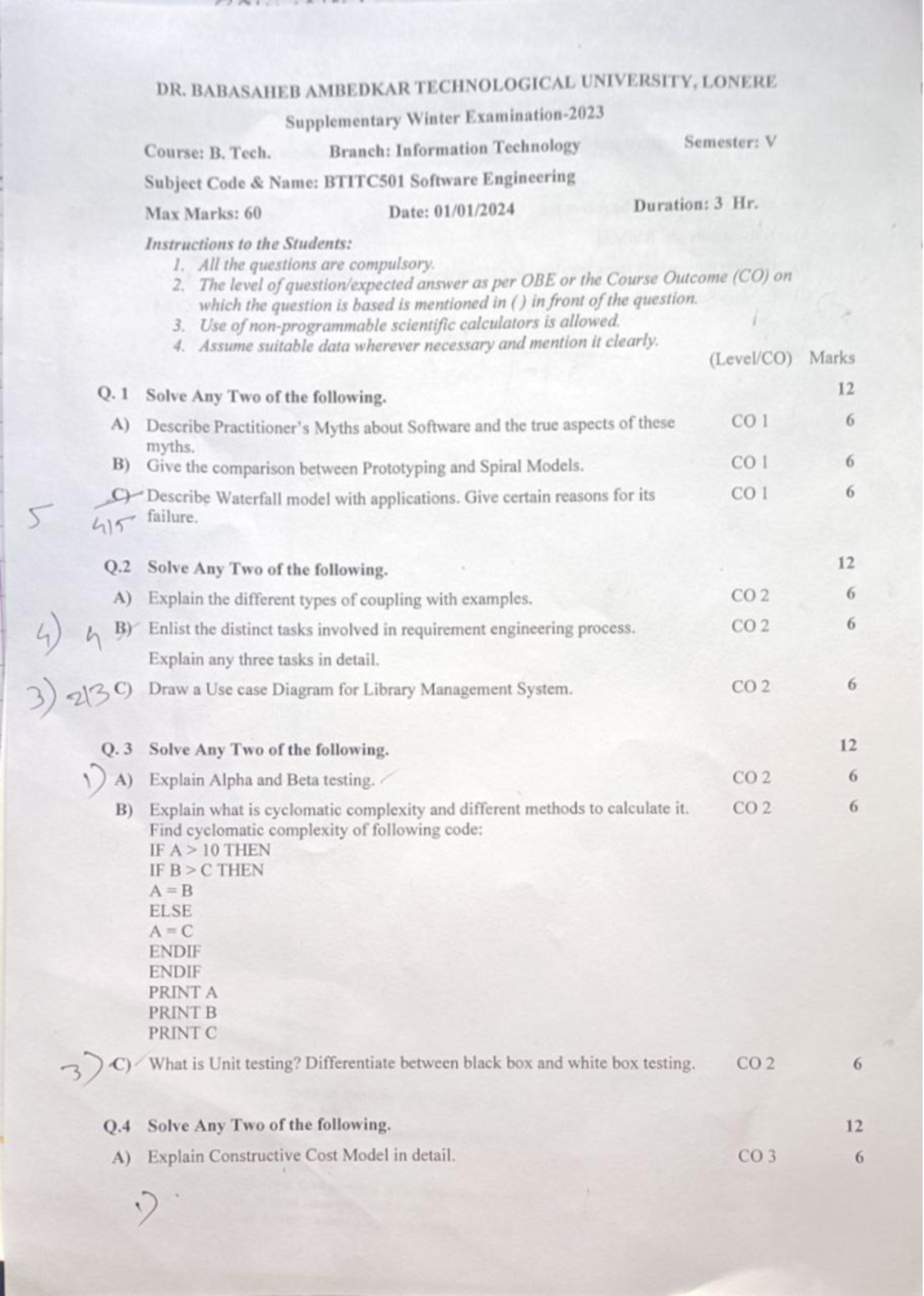 SE Winter 2023 (IT) - Supplementary Exam Questions for BTITC501 - Studocu