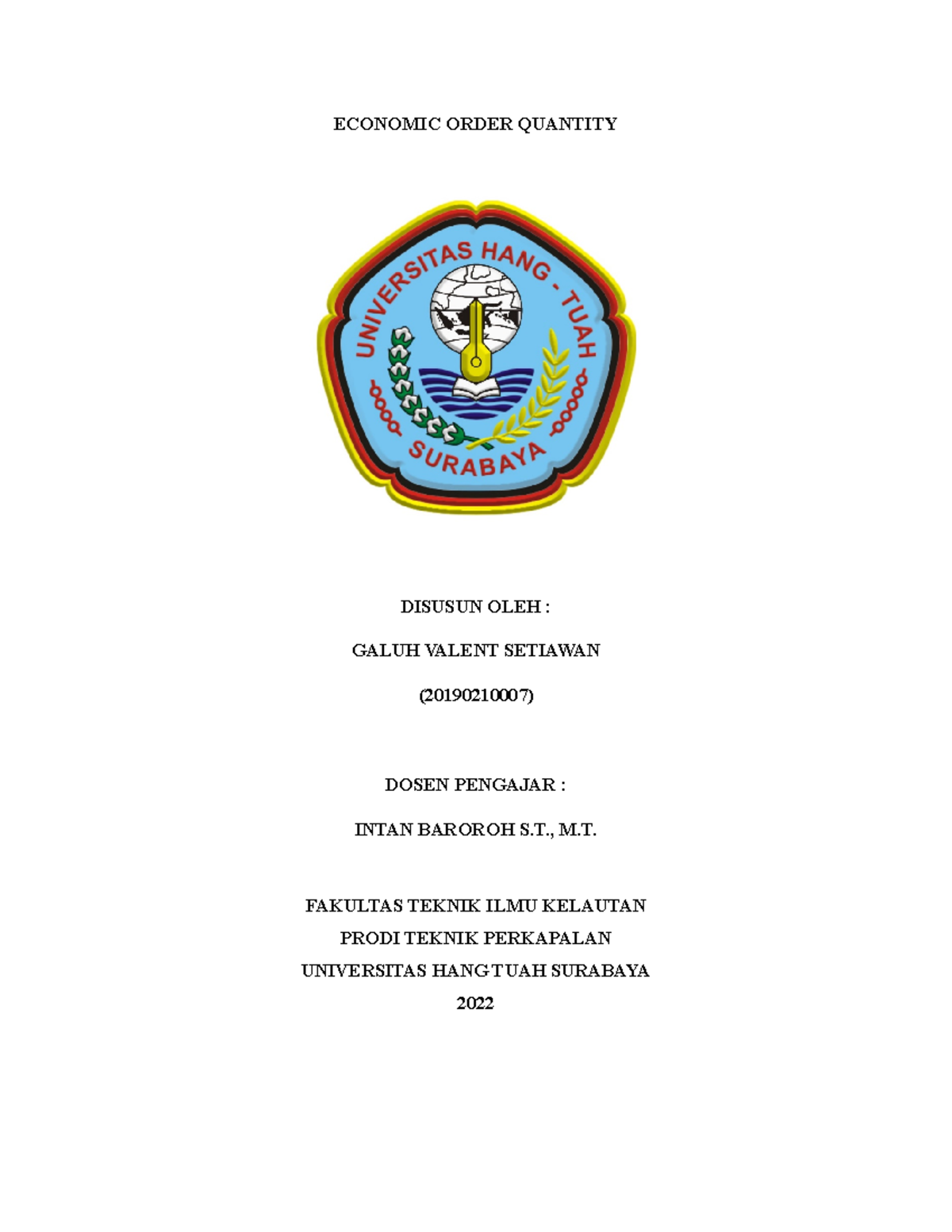 Model Economic Order Quantity (EOQ) dalam Manajemen Persediaan - Studocu