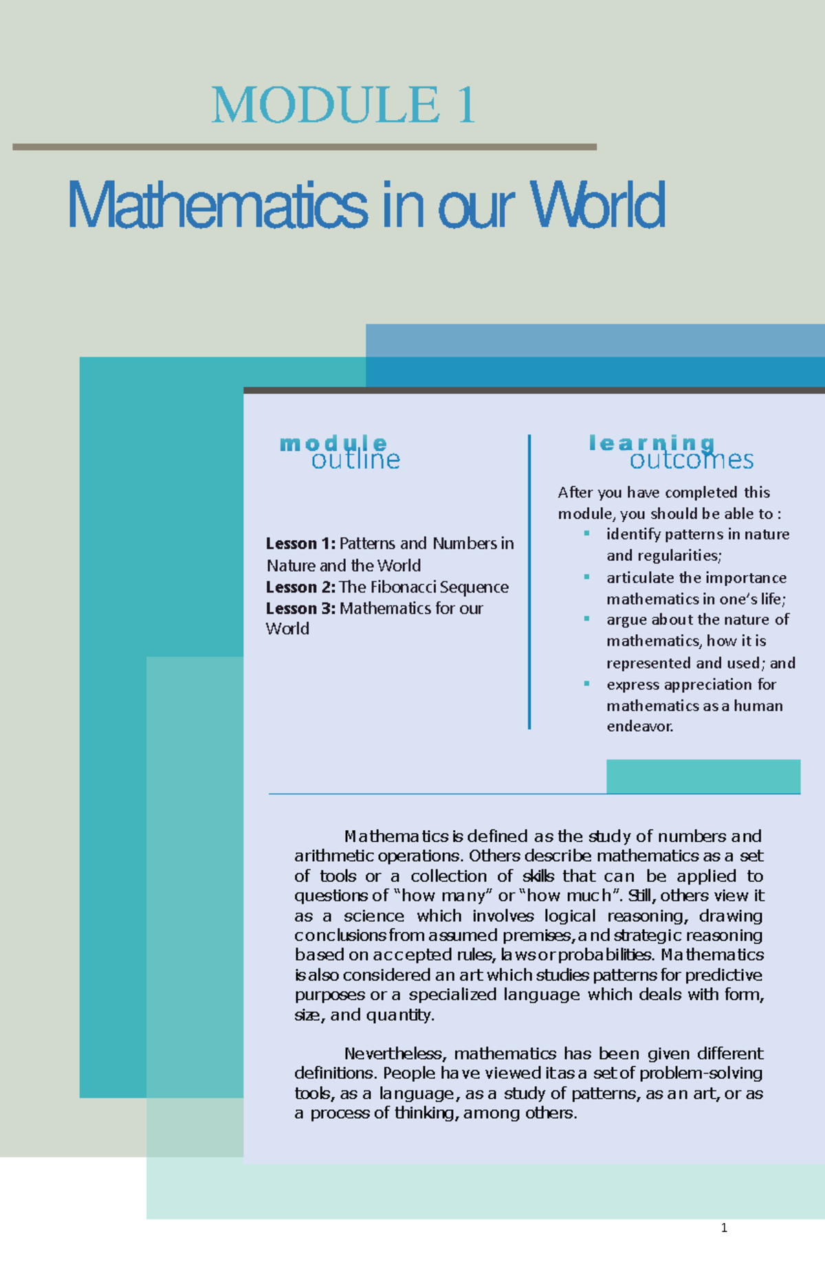 GEM 111 - Module 1- Lesson 2 - MODULE 1 Mathematics in our World ...