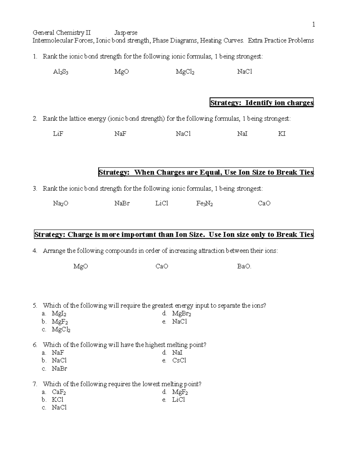 General Chemistry II: Intermolecular Forces Practice Problems - Studocu