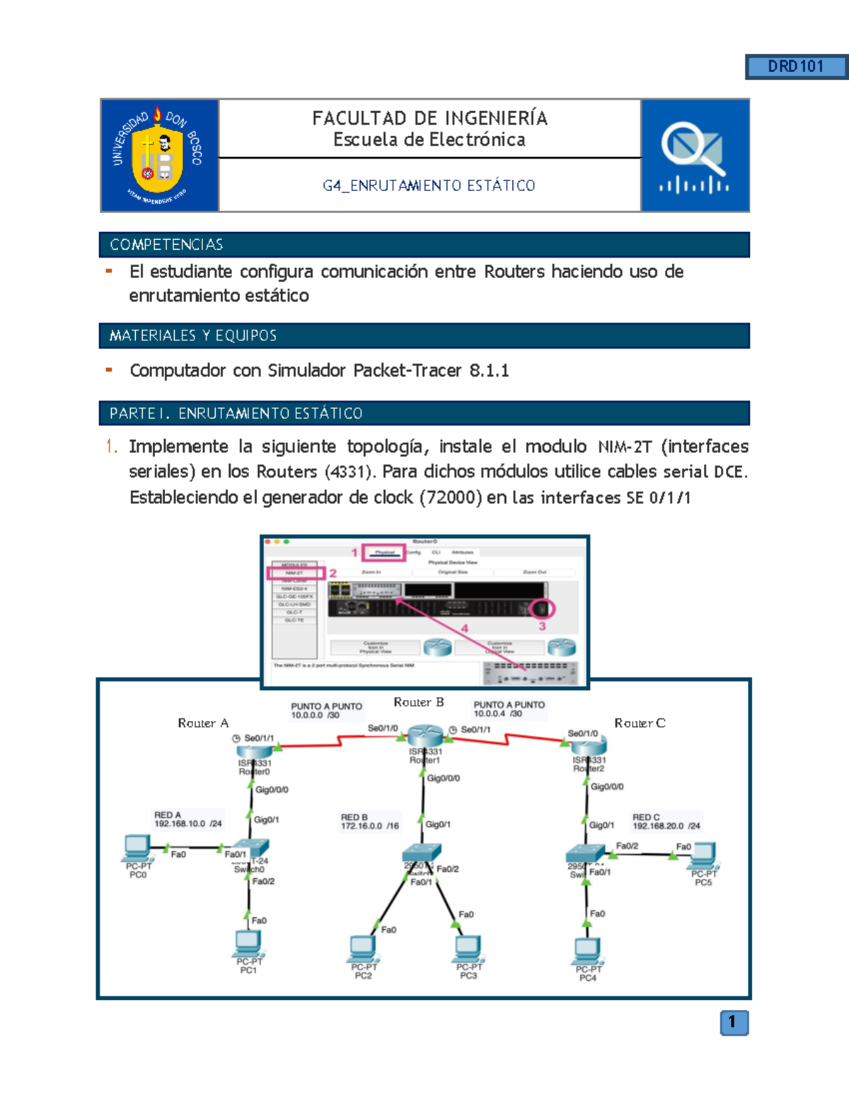 DRD101 G4 Enrutamiento Estático y Configuración de Routers - Studocu