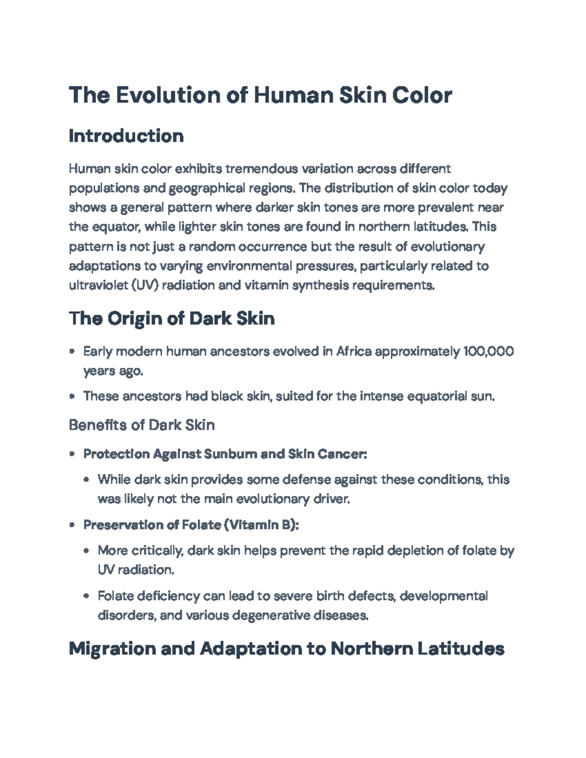 The Evolution of Human Skin Color: Adaptations and Factors - The ...