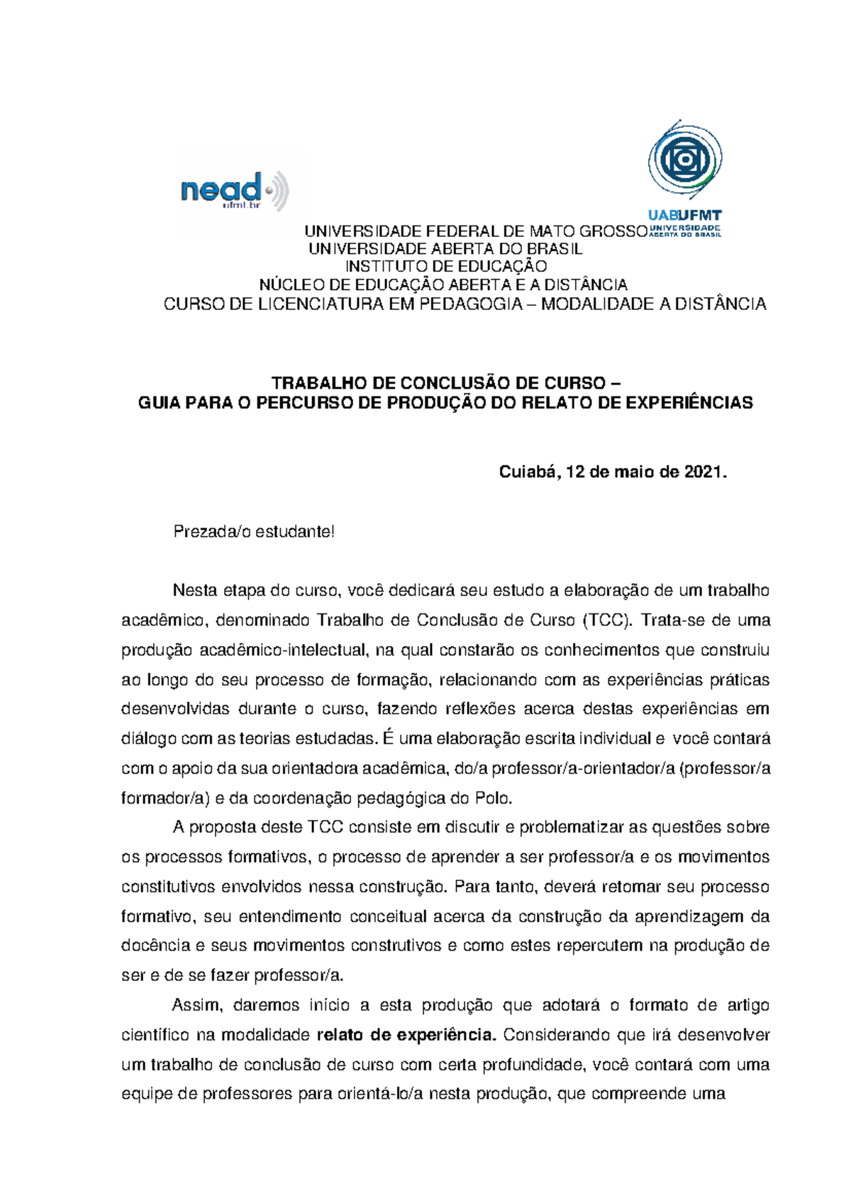 Guia Didático para Elaboração do TCC em Pedagogia - Lic. 2021 - Studocu