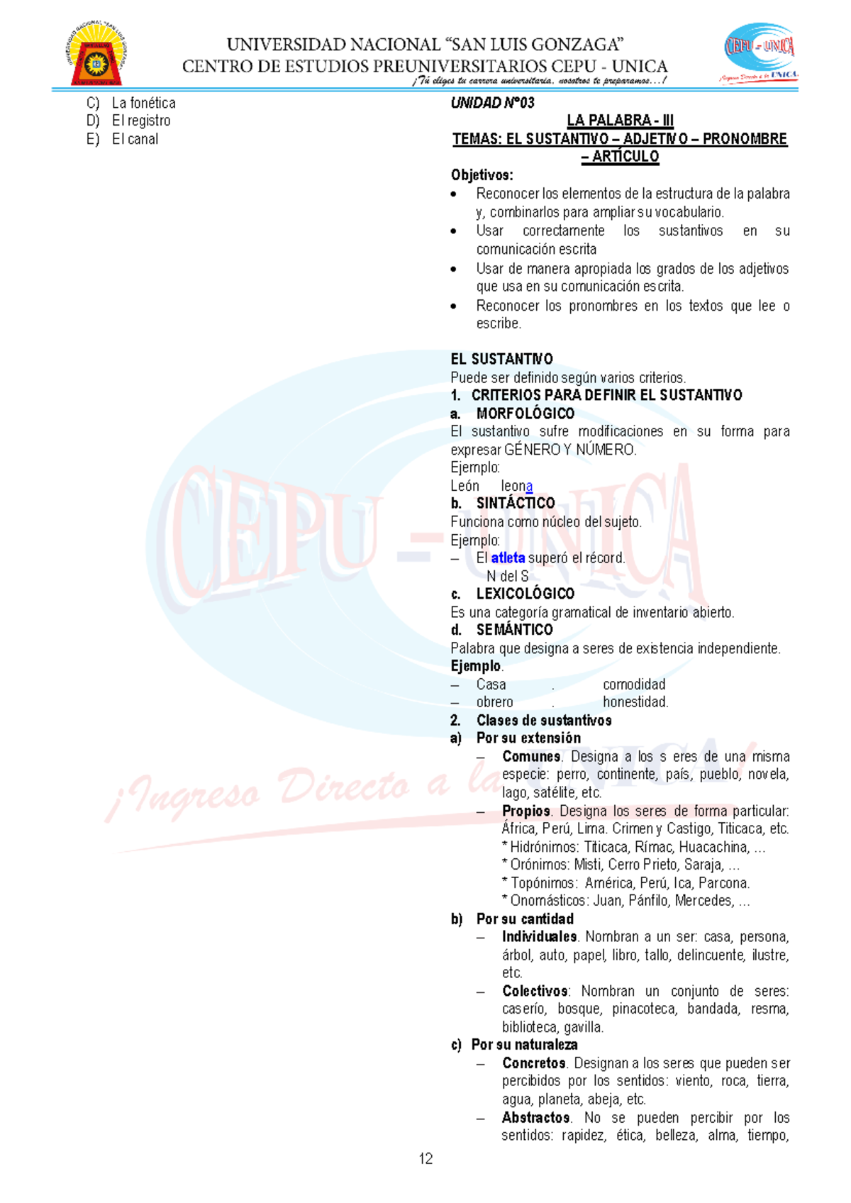 Lenguaje U3: Estructura de la Palabra y Clases Gramaticales - Studocu