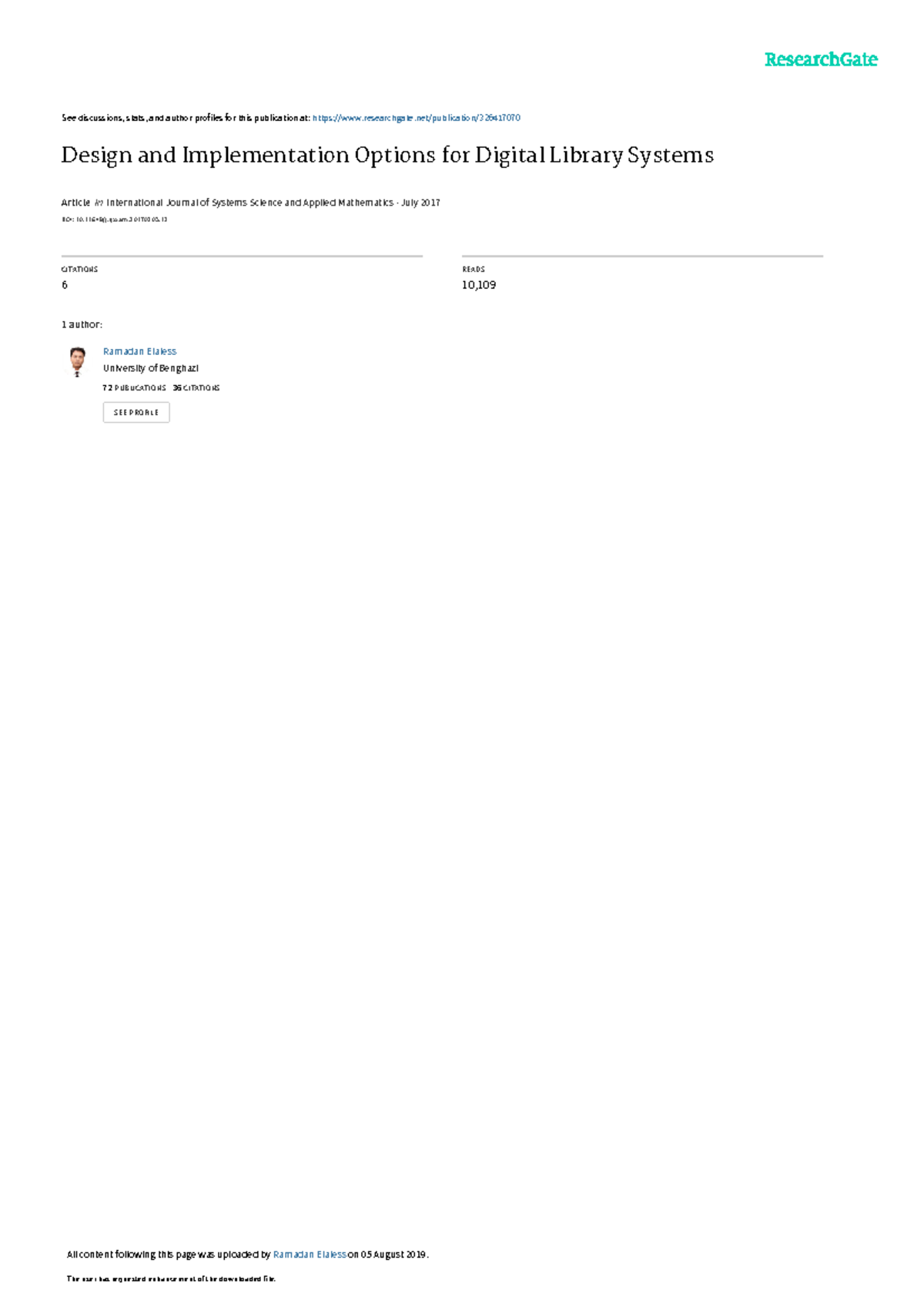 Design and Implementation Options for Digital Libr - See discussions ...