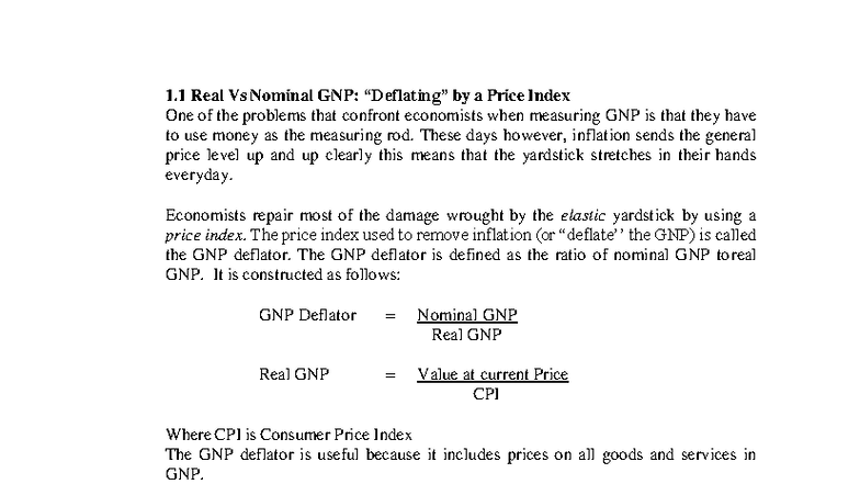 Macroeconomics Notes: Real vs Nominal GNP and National Income Analysis ...