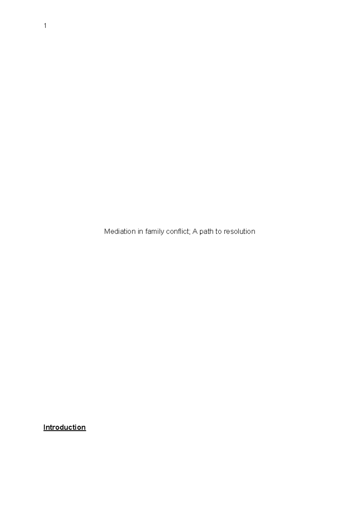 Mediation in Family Conflict: A Path to Resolution (Essay #2) - Studocu