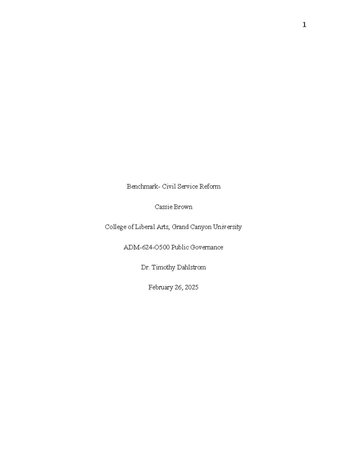 Benchmark- Civil Service Reform - Benchmark- Civil Service Reform ...