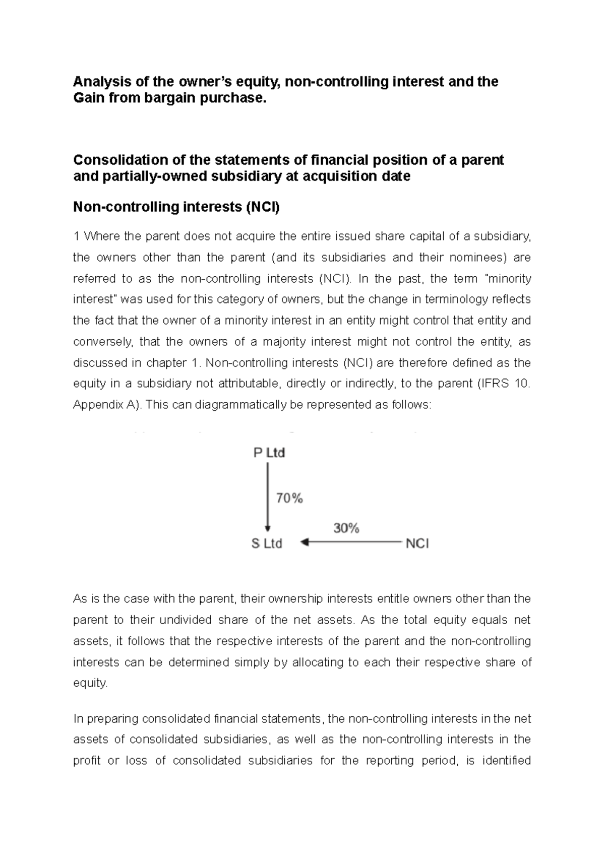Week 9: Analysis of Non-Controlling Interests and Owner's Equity - Studocu