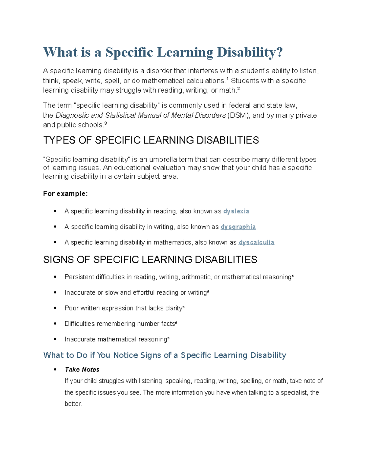 What is a Specific Learning Disability - 1 Students with a specific ...