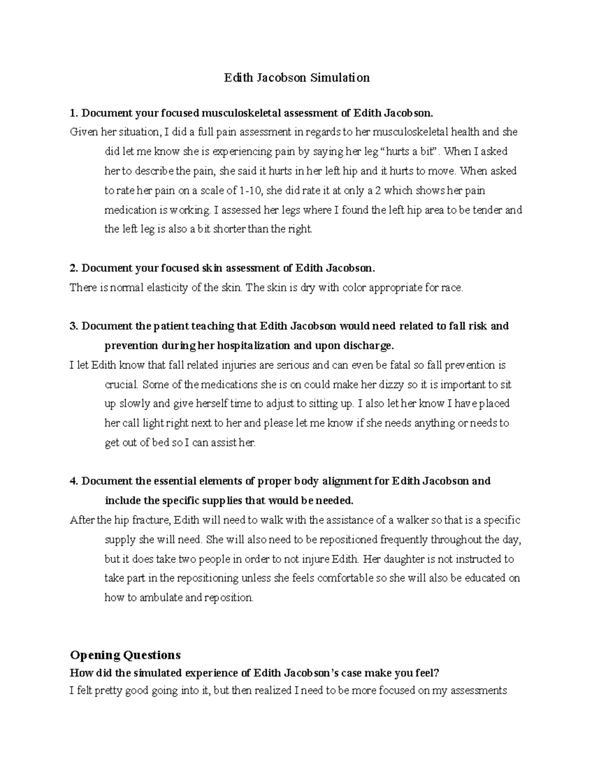 Edith Jacobson Case Study - VSIM Musculoskeletal & Skin Assessments ...