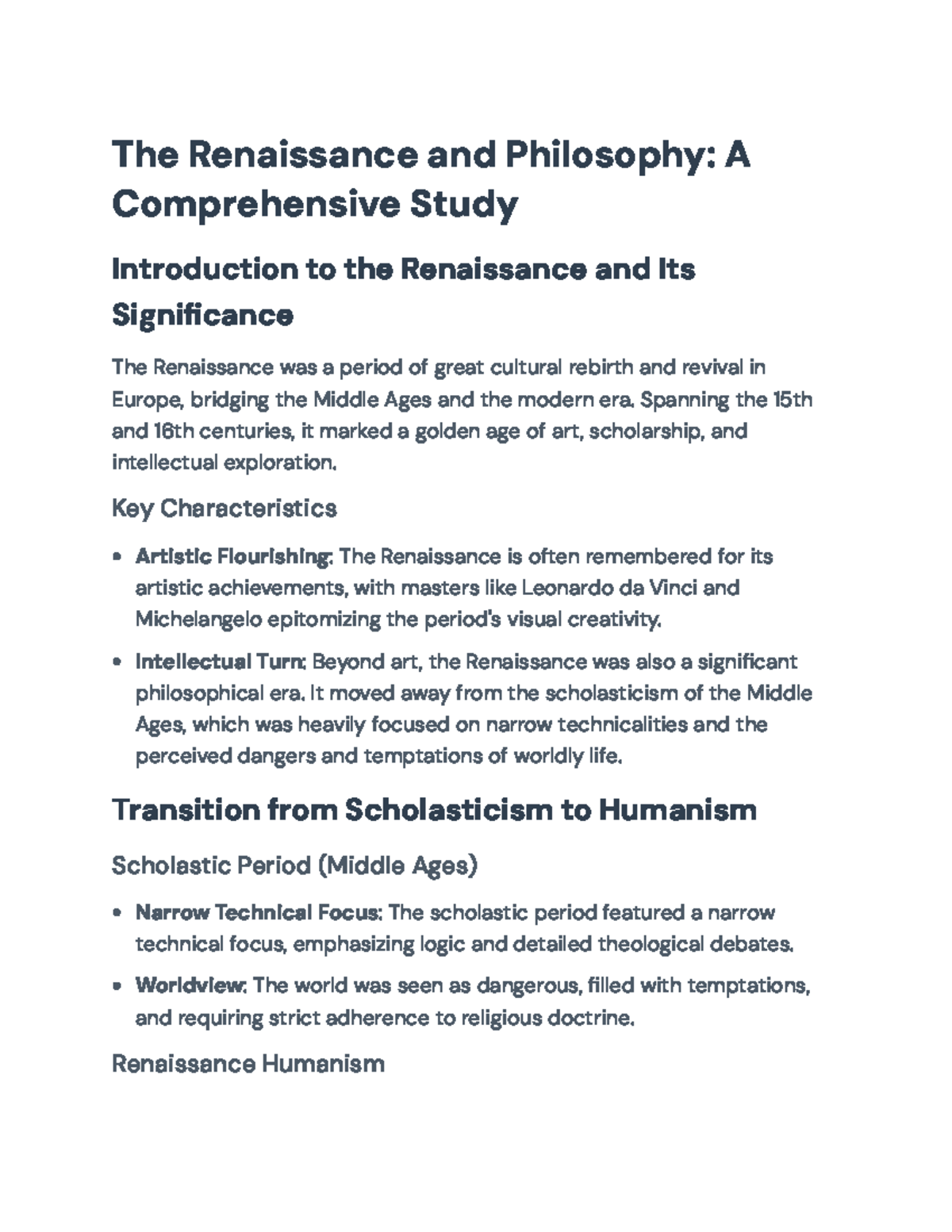 Renaissance Philosophy: From Humanism to Modern Thought История - The ...