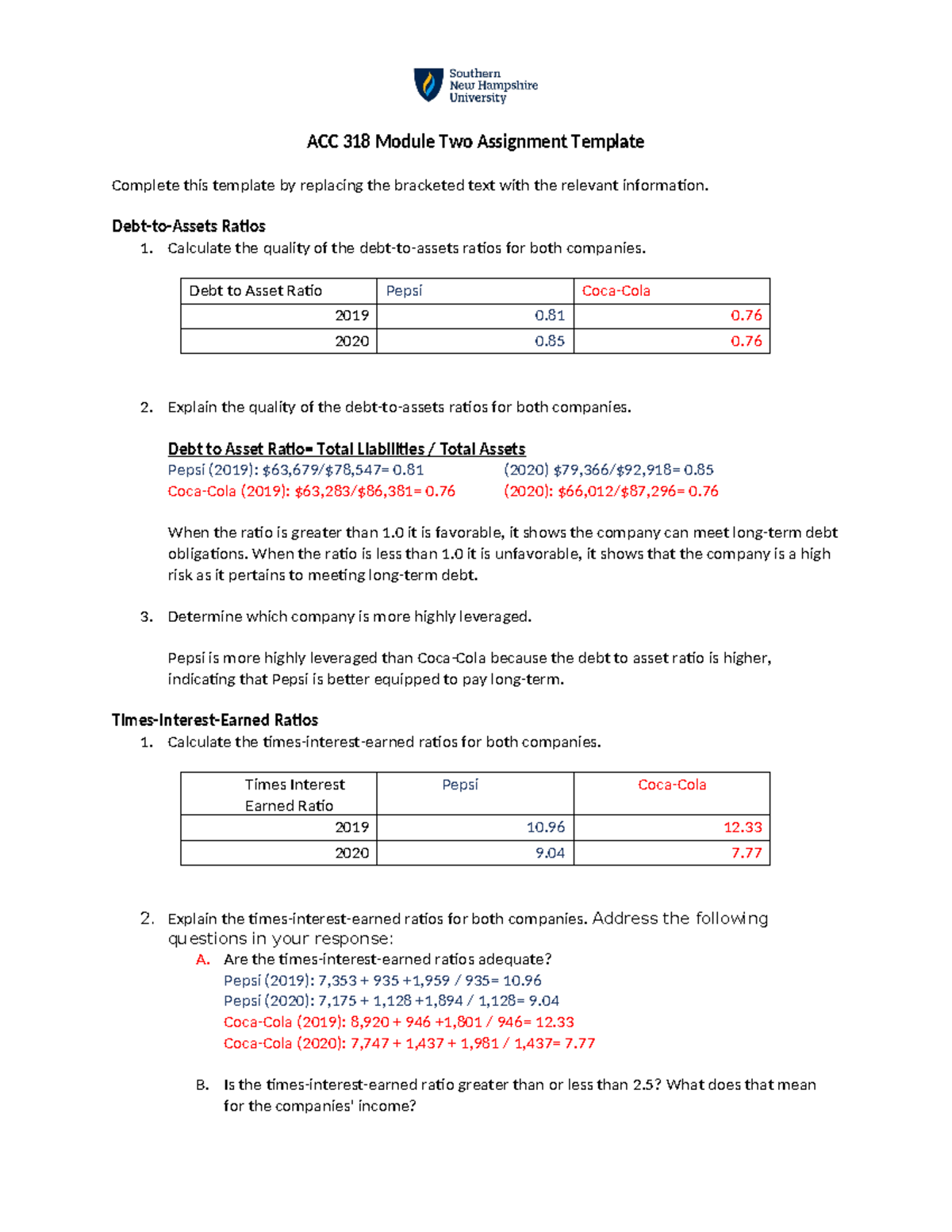 ACC 318 Module Two Assignment Template - ACC 318 Module Two Assignment ...
