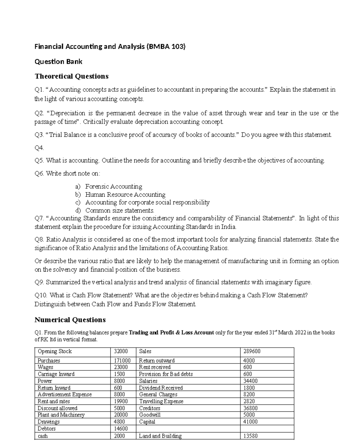 Financial Accounting Assignment Questions - BMBA-103 - Studocu
