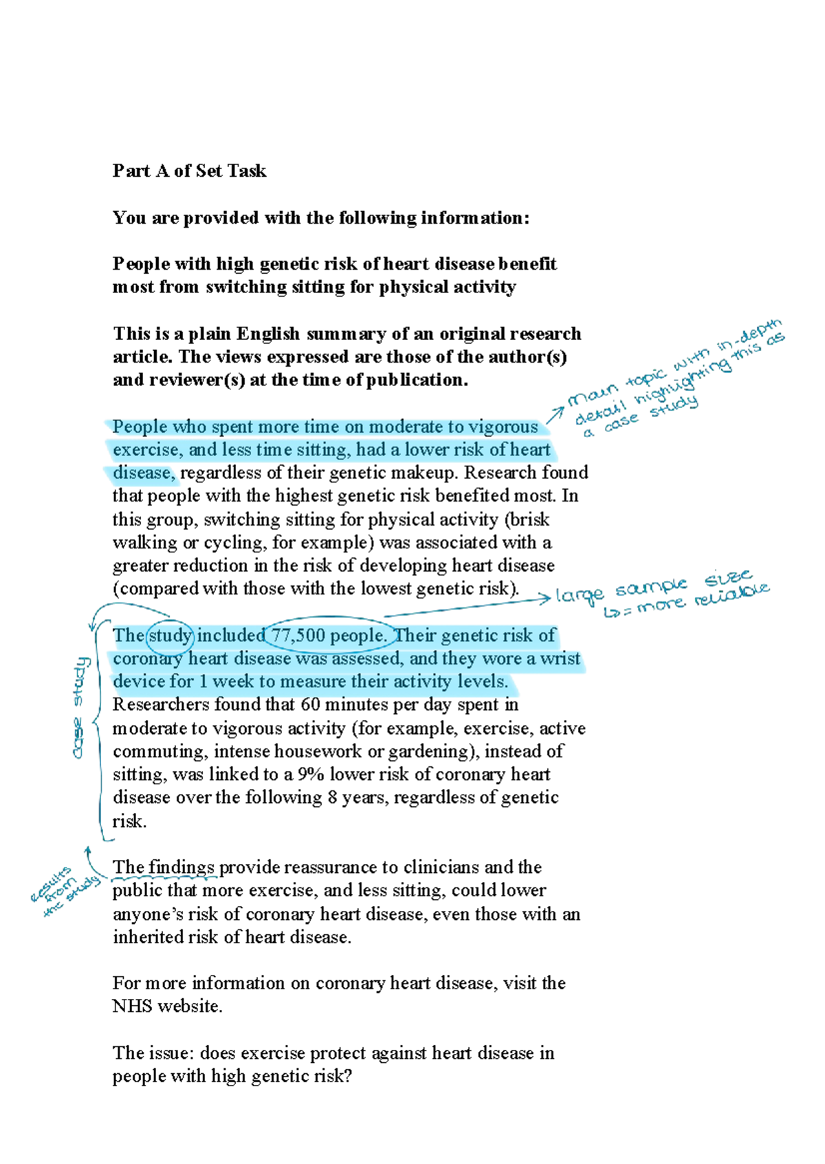 Genetic Risk & Heart Disease: Impact of Physical Activity on CHD - Studocu