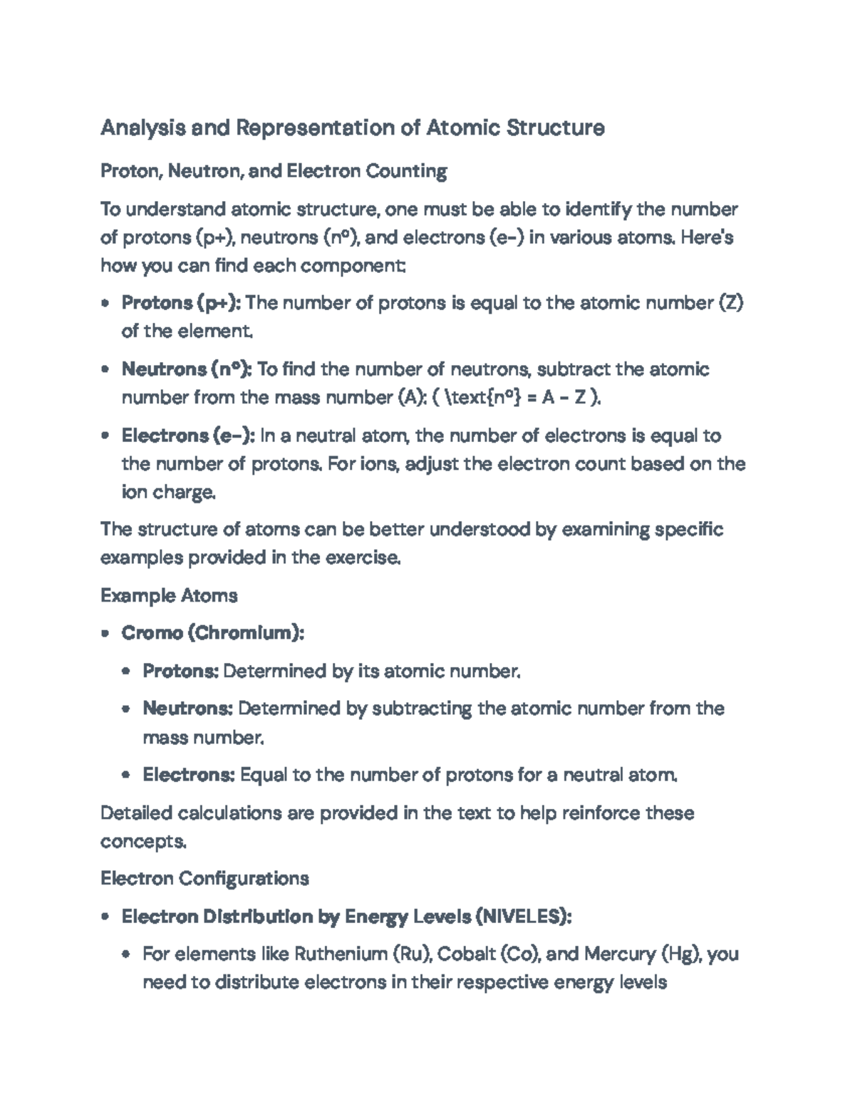 Analysis of Atomic Structure & Electron Configurations (CHEM 101) - Studocu
