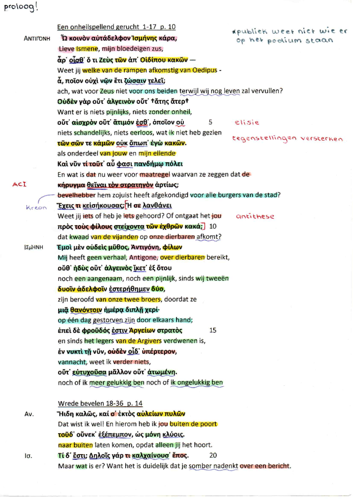 Antigone (NL) - Vergelijking van Grieks en Nederlands met Naamvallen ...
