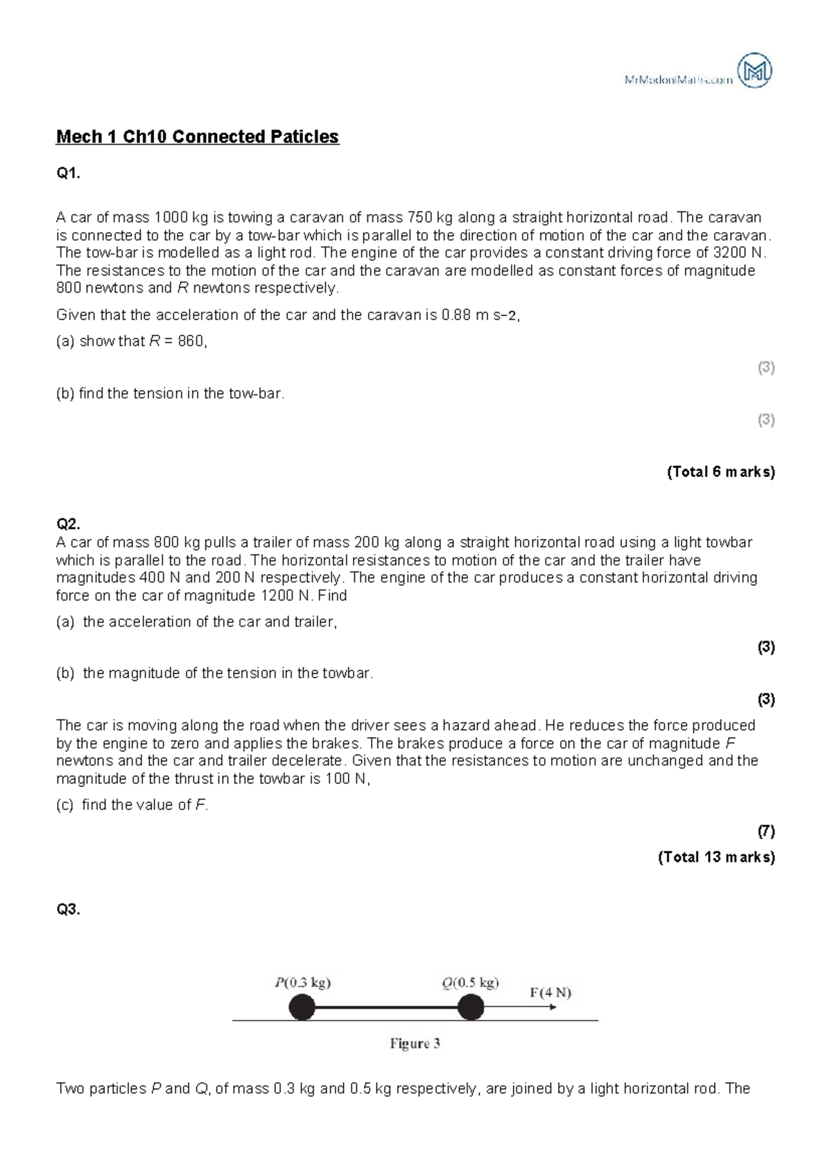 Mech 1 Ch10 - Connected Particles: Forces & Acceleration Analysis - Studocu