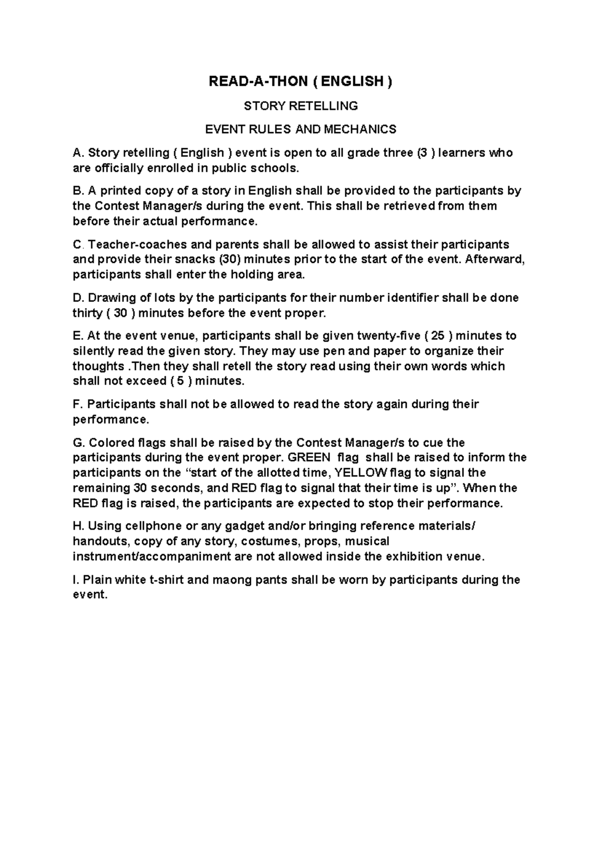 FOT Read-A-Thon Event Rules & Mechanics for English and Filipino - Studocu