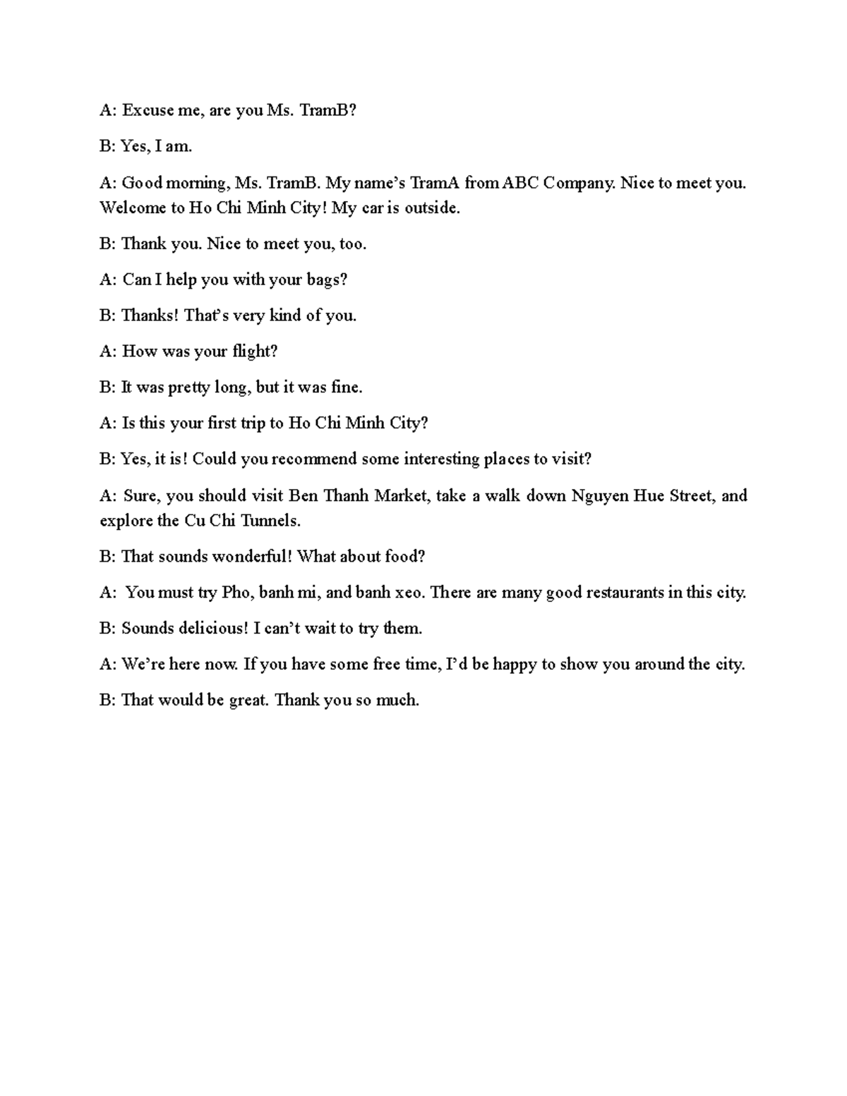 Unit 1: Conversation Practice in Ho Chi Minh City - Studocu