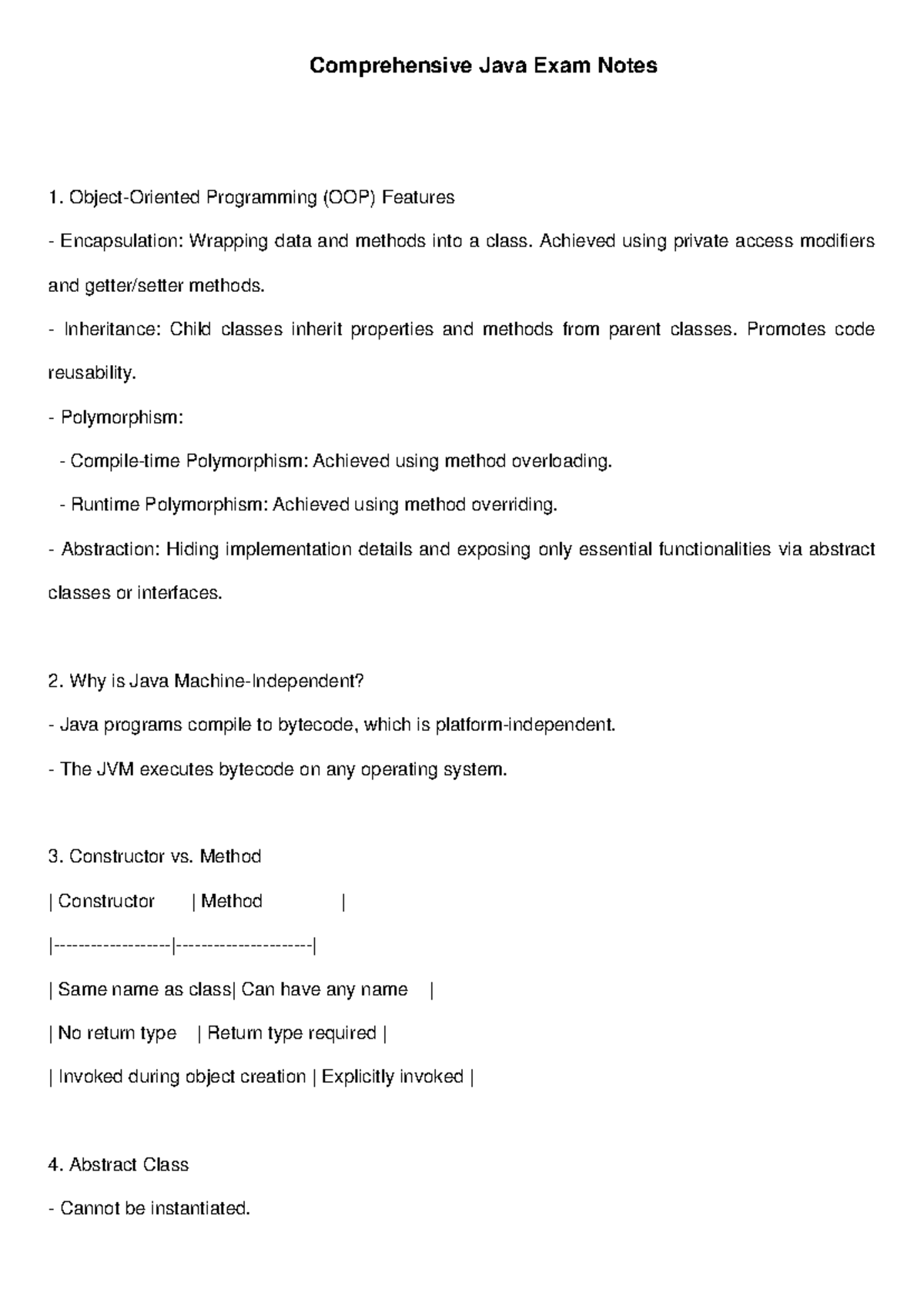 Comprehensive Java Exam Notes for CS241226 and CS230439 - Studocu