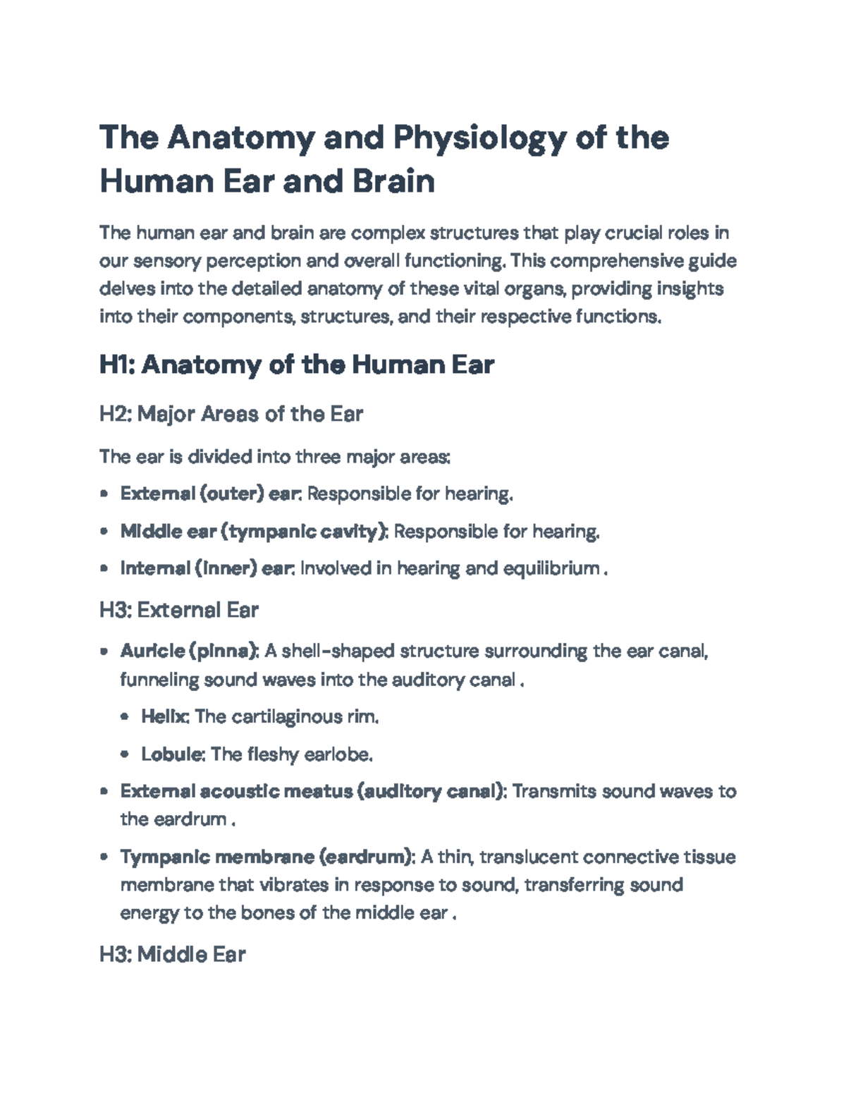 Anatomy and Physiology of the Human Ear and Brain: Detailed Guide - The ...