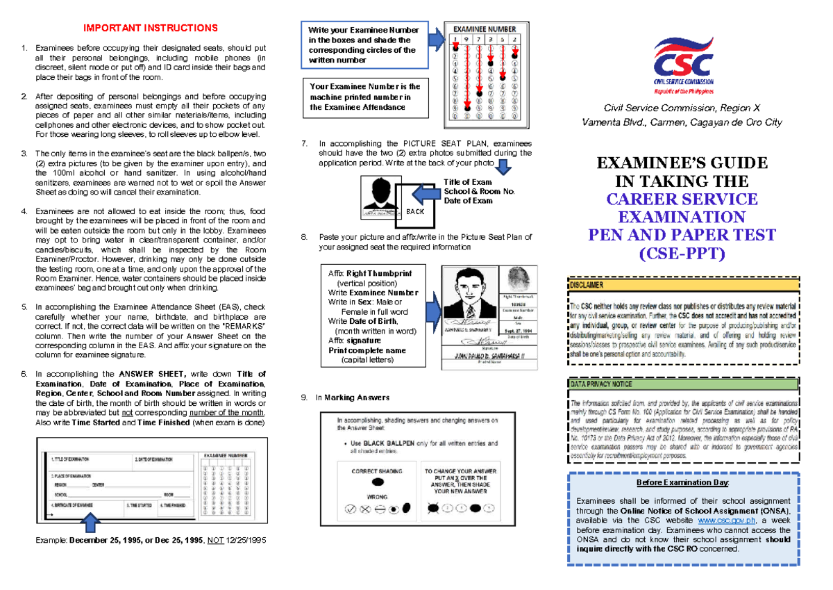Examinee's Guide for CSE-PPT Exam on 03262023: Instructions & Tips ...