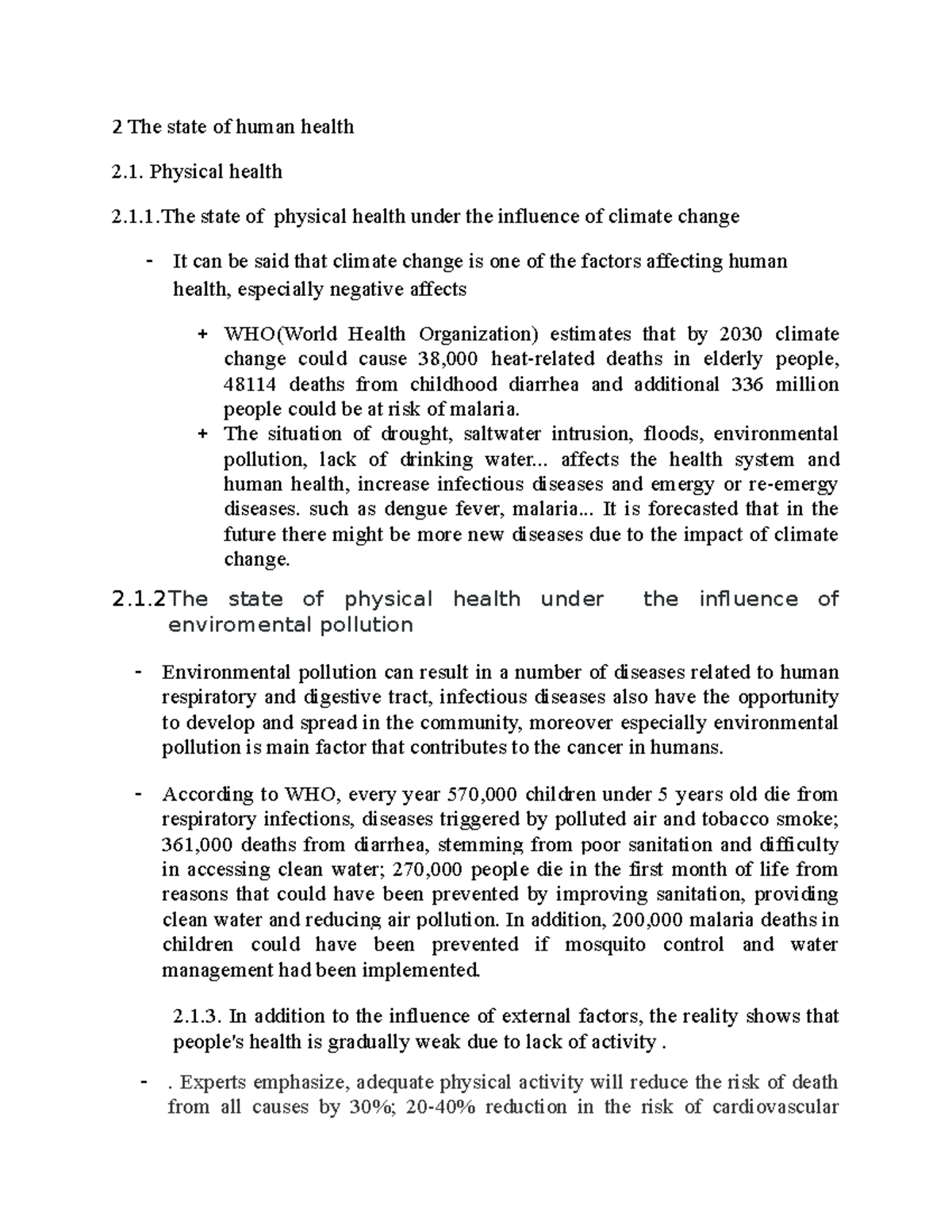 2 The state of human health - 2 The state of human health Physical ...