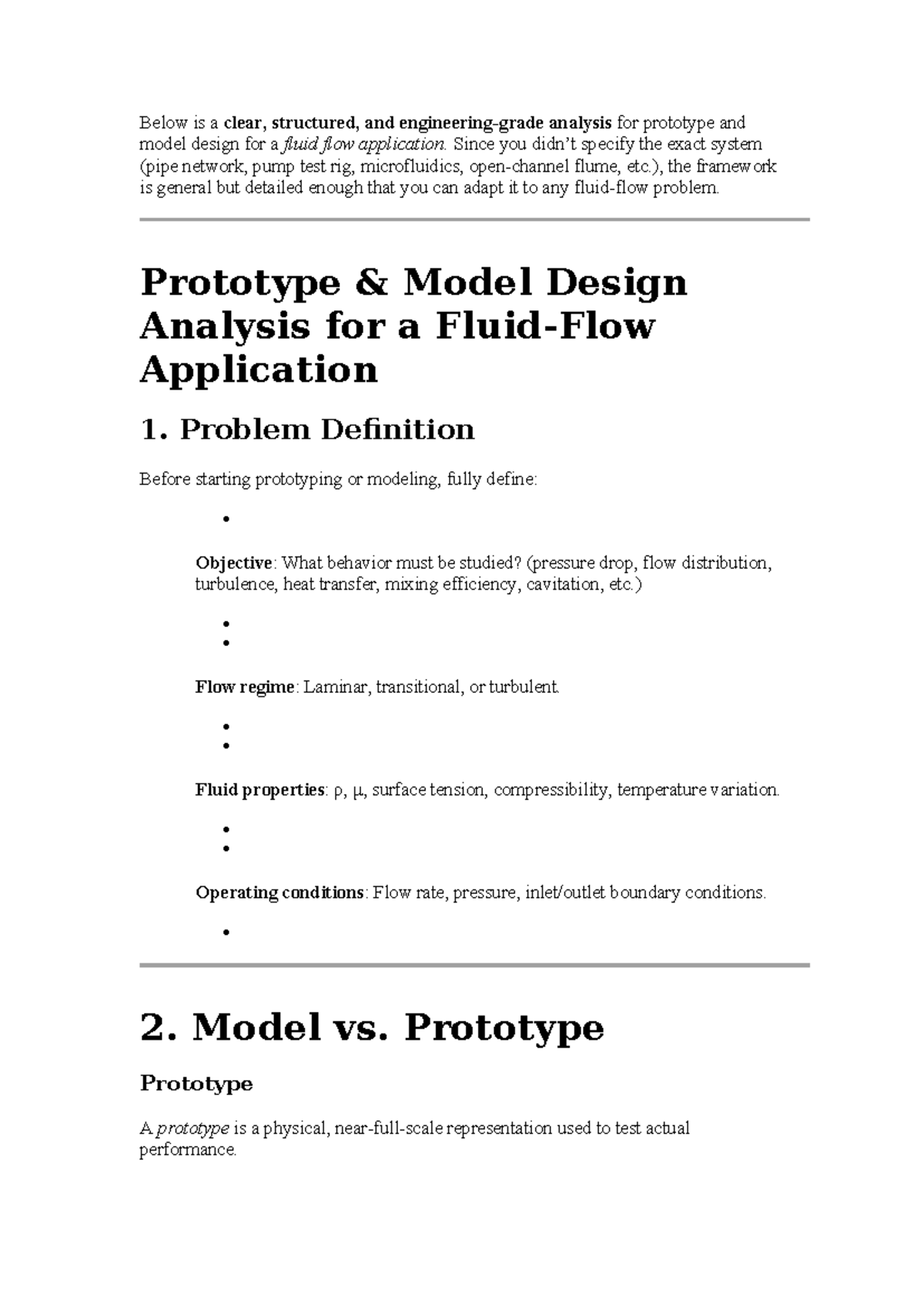 Prototype and Model Design Analysis for Fluid Flow Applications - Studocu