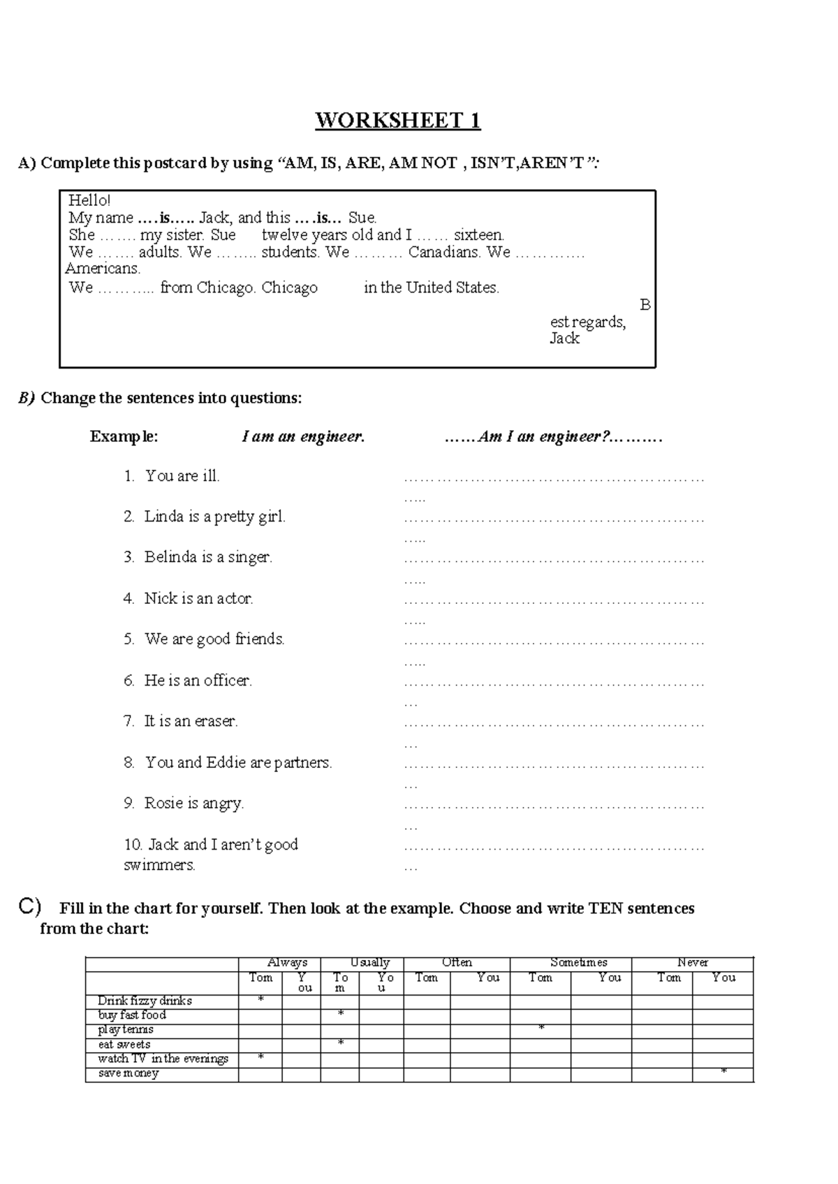 Exercise Grammar - Luyện ngữ pháp (Worksheet 1) - Studocu