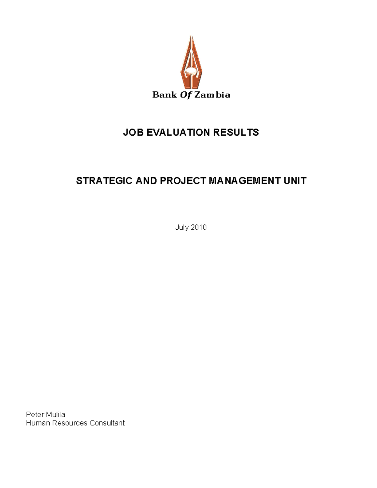 BOZ Job Evaluation Report: Strategic & Project Management Analysis ...
