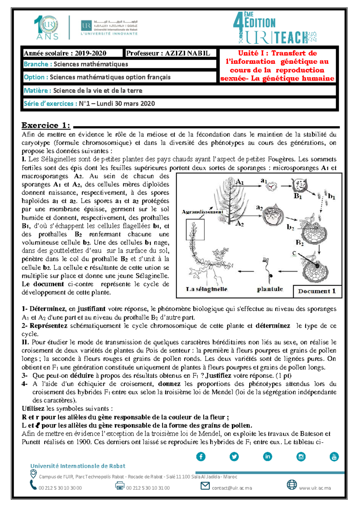 Exercices de Génétique Humaine et Transmission des Caractères - SVT ...