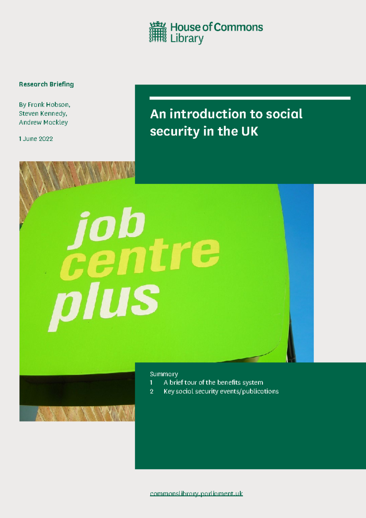 CBP-9535: Overview of the UK Social Security System and Benefits - Studocu