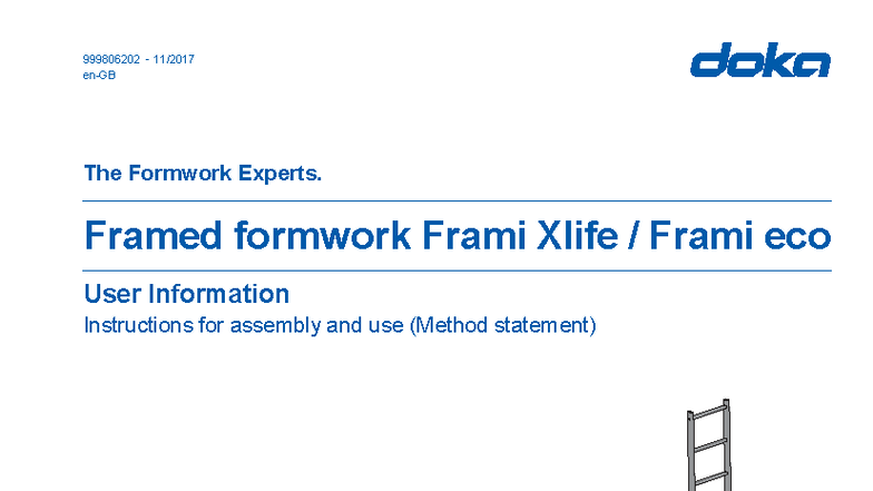 DOKA Frami Xlife User Info & Assembly Instructions - Studocu