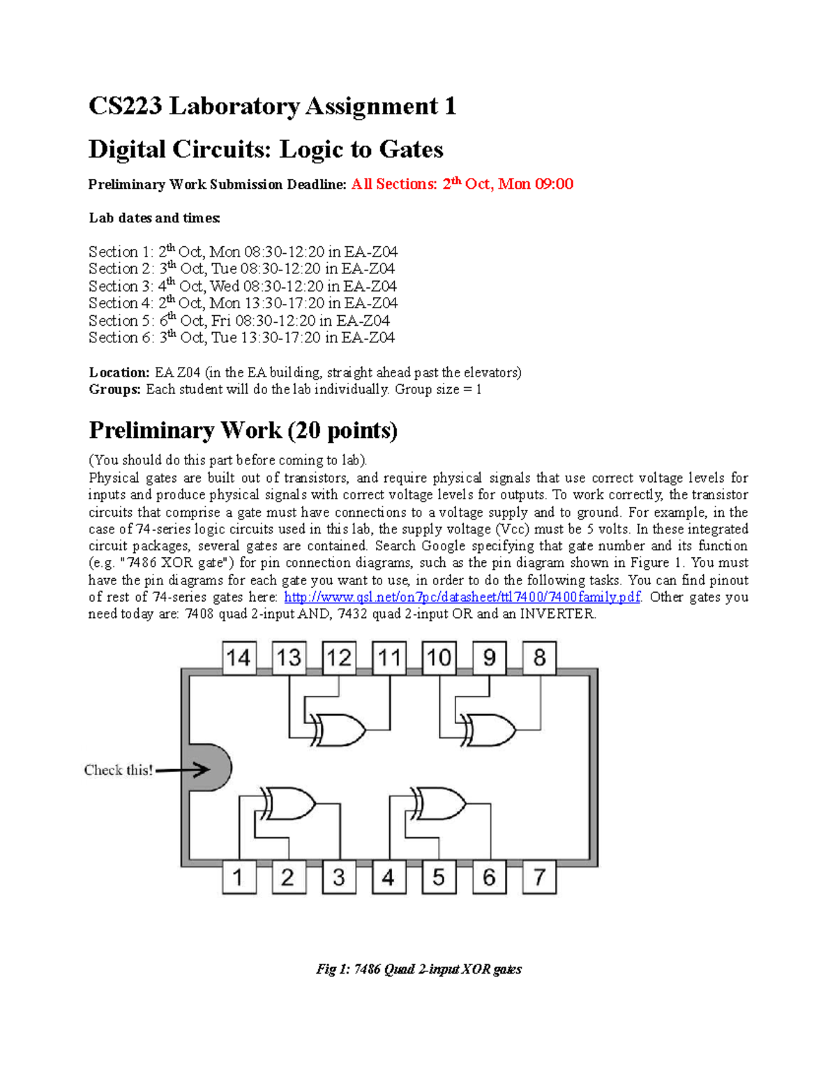 CS223 Lab 1: Digital Circuits and Logic Gates Overview 2023f - Studocu