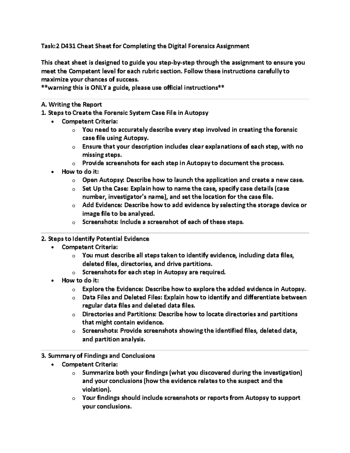 Task 2 D431 Digital Forensics Assignment Cheat Sheet Guide - Studocu