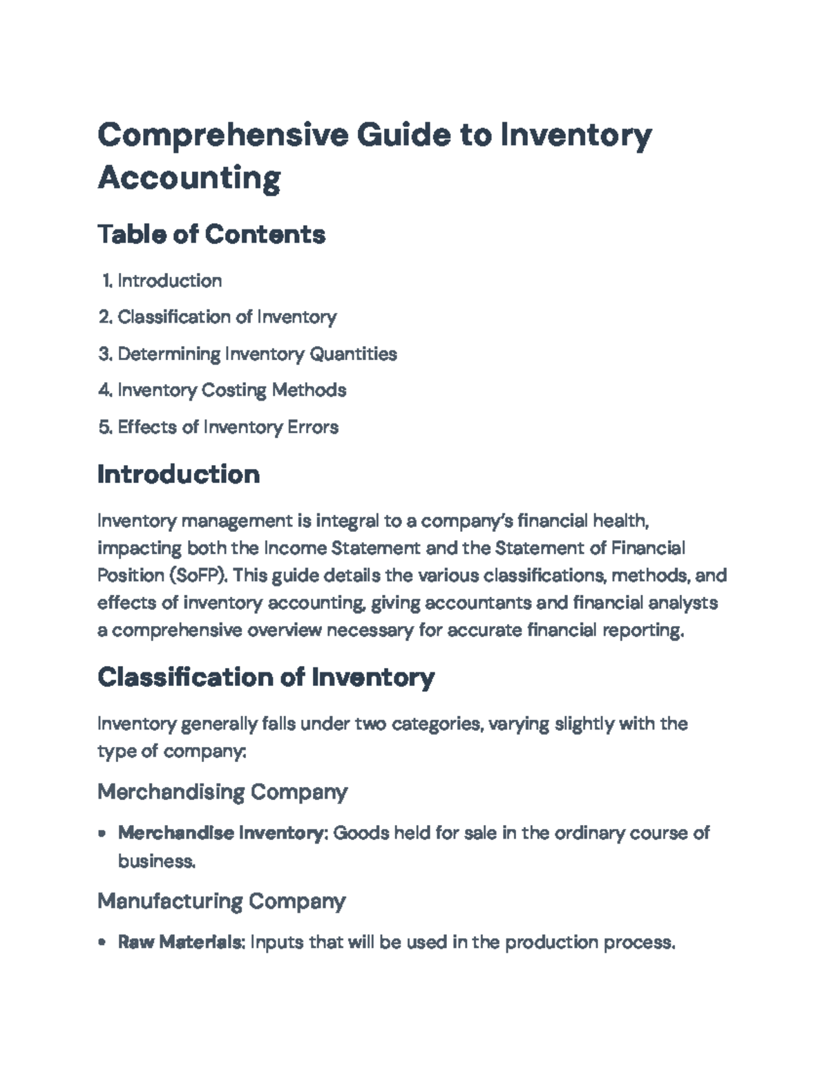Comprehensive Guide To Inventory Accounting Course Code Acct101