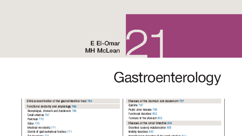 GASTROENTEROLOGY 764 Clinical Examination & Investigation of GI ...