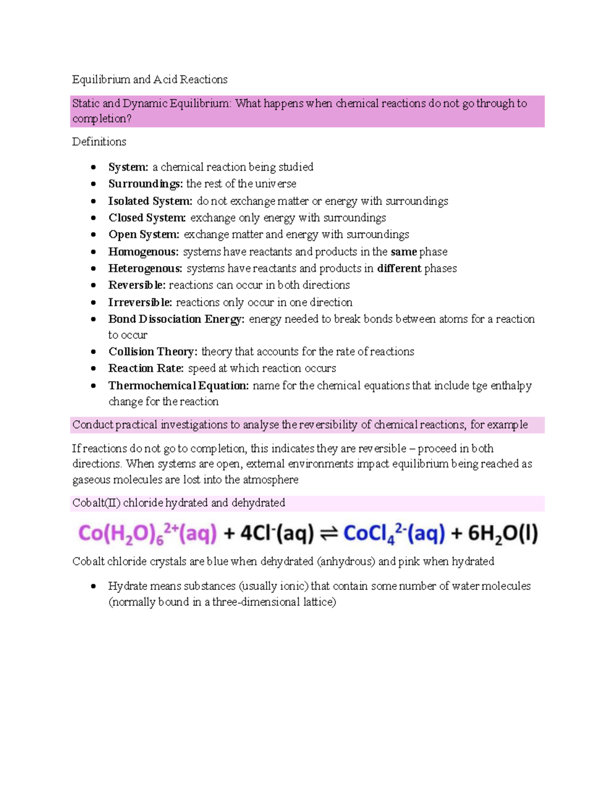 CHEM12 Final Exam: Equilibrium and Acid Reactions Overview - Studocu