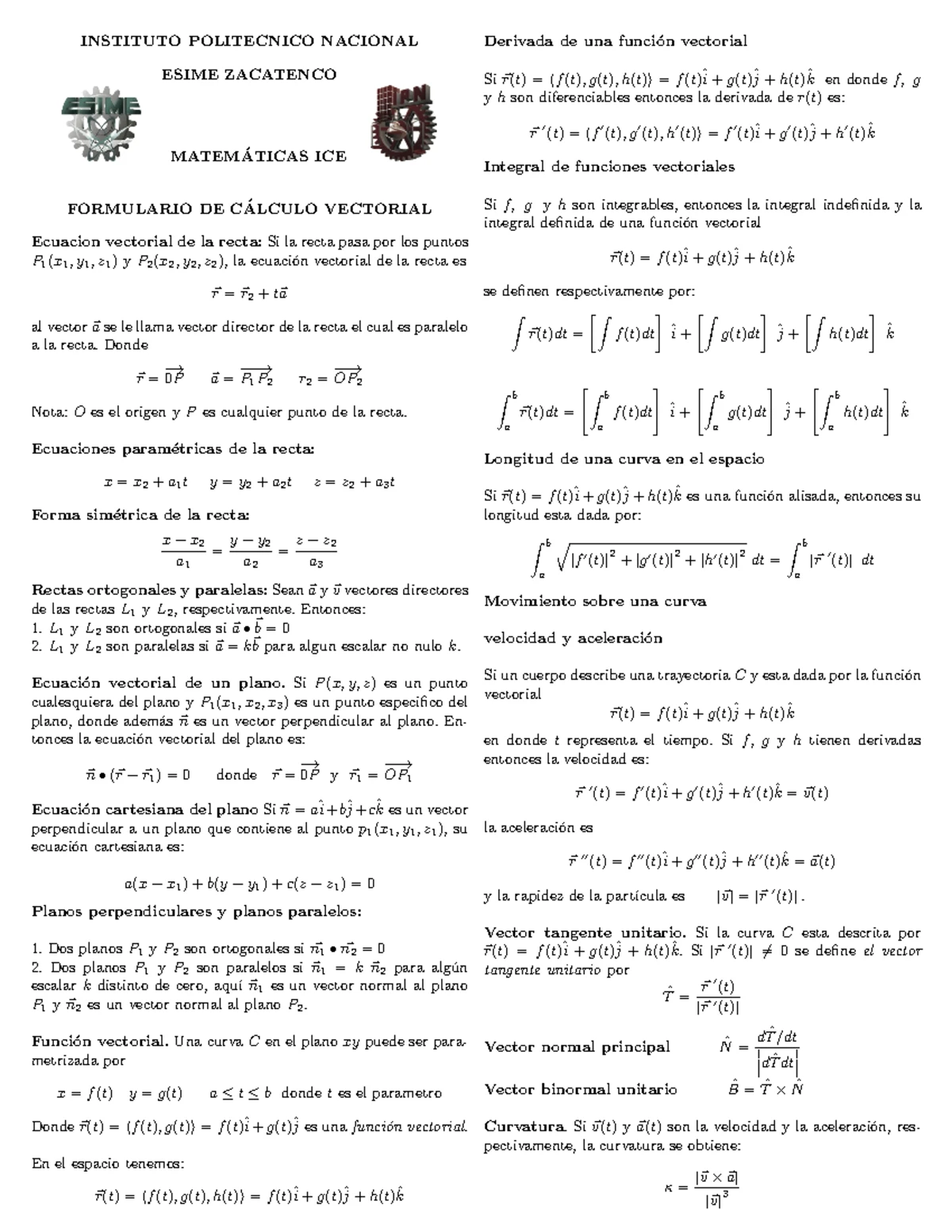 Examen Final de Cálculo Vectorial - Análisis de Curvas y Planos - Studocu