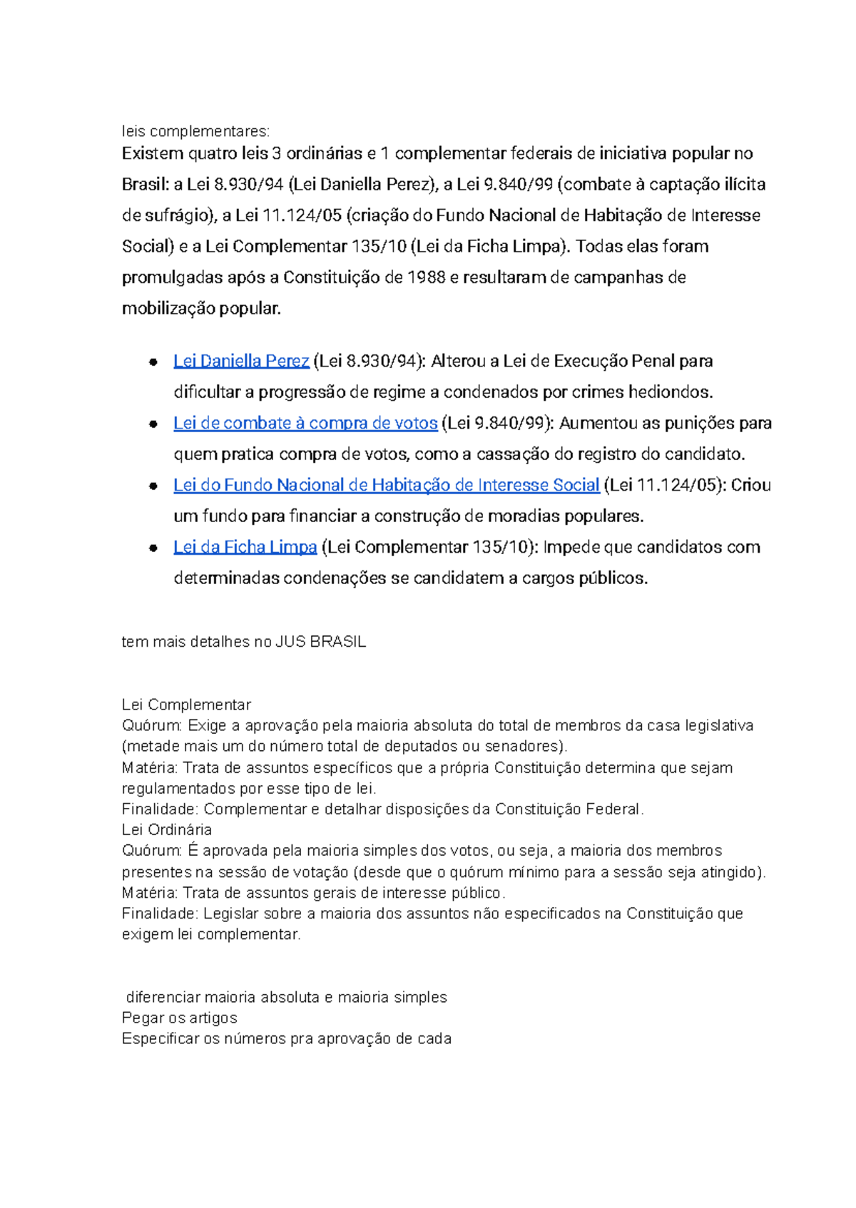 Leis Complementares e Iniciativas Populares no Brasil: Análise e ...