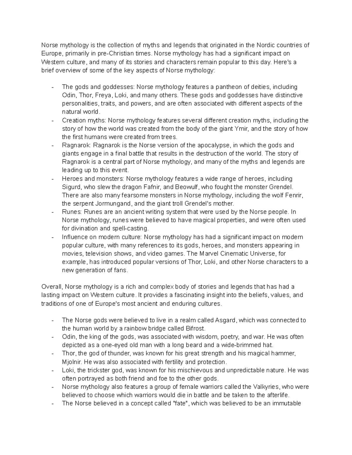 Module 8 Norse - Professor: Dale Yerpe - Norse mythology is the ...