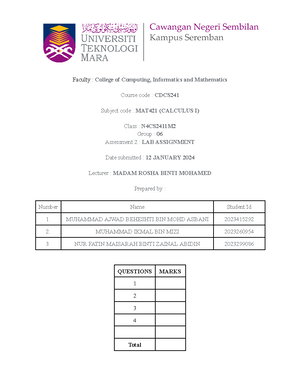 Tutorial 1 & 2 - Collections of Tutorial and Final Exam TUTORIAL 1 LIMITS 1. For the functions ...