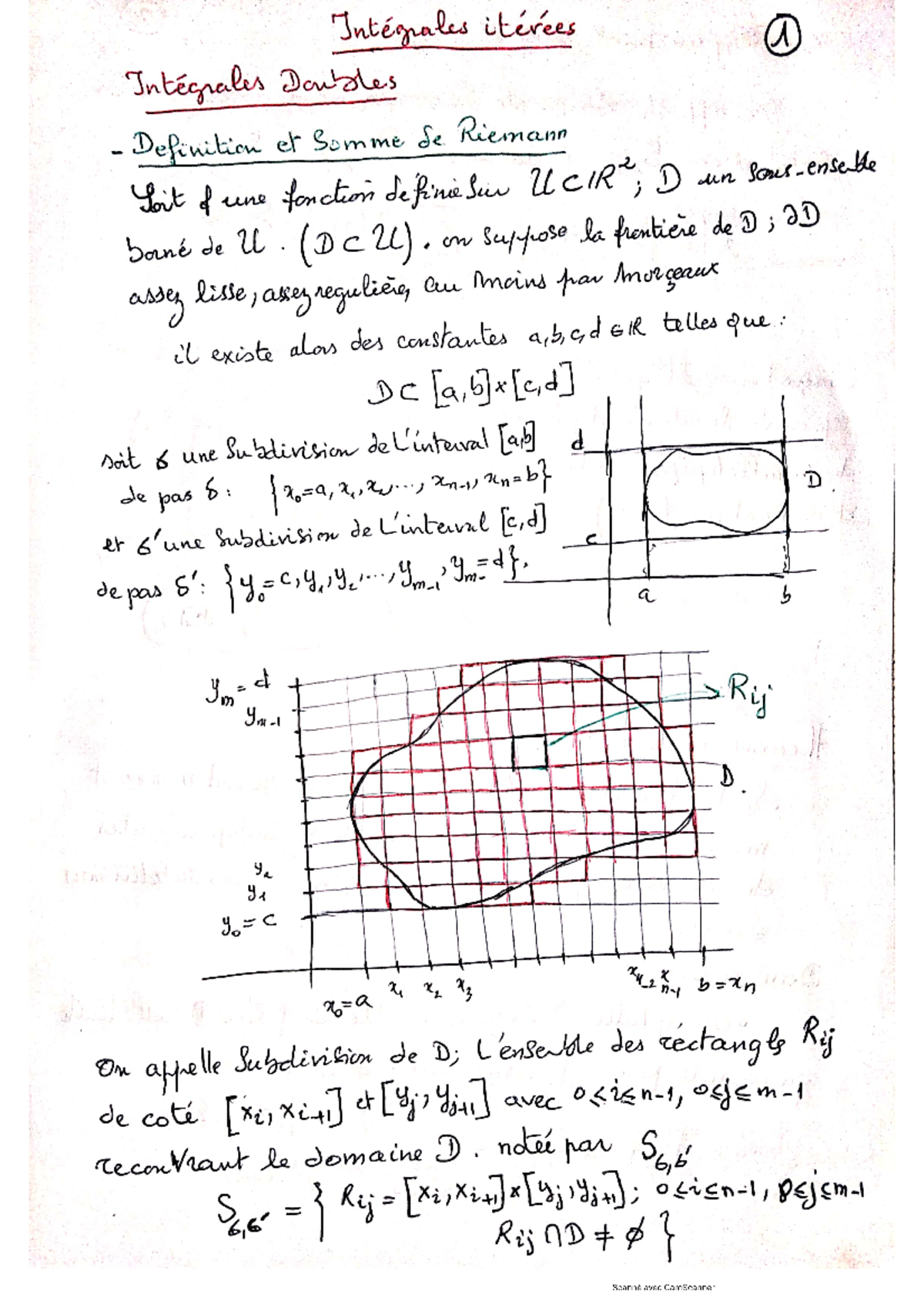 Notes sur les Intégrales Doubles et Sommes de Riemann - DC2 - Studocu