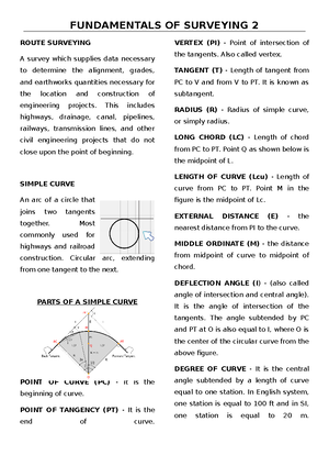 Route Surveying and Earthworks - College of Engineering PUP A. Mabini Campus Anonas Street, Sta ...