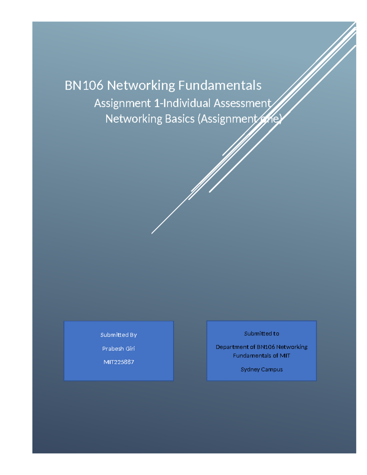 BN106 Networking Fundamentals - Assignment 1: Network Connections & Protocols - Studocu