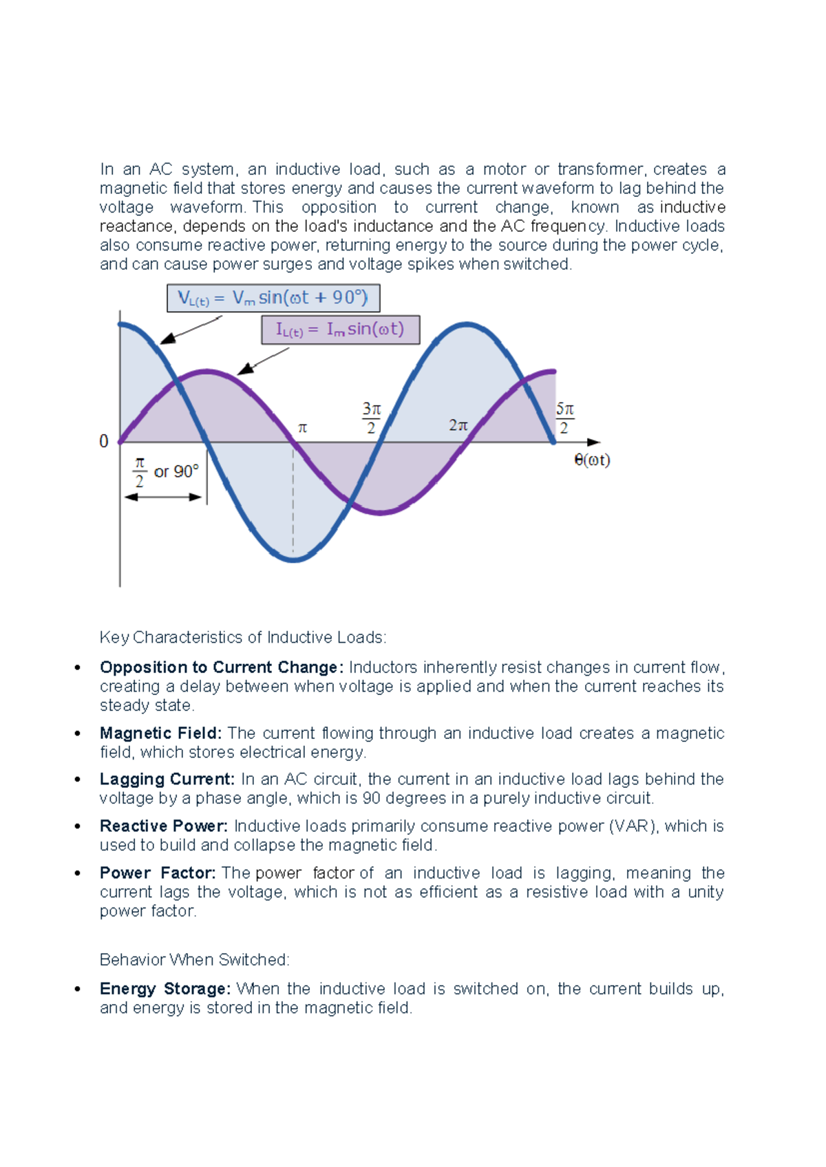 AC Inductor Behavior: Key Characteristics and Power Dynamics - Studocu