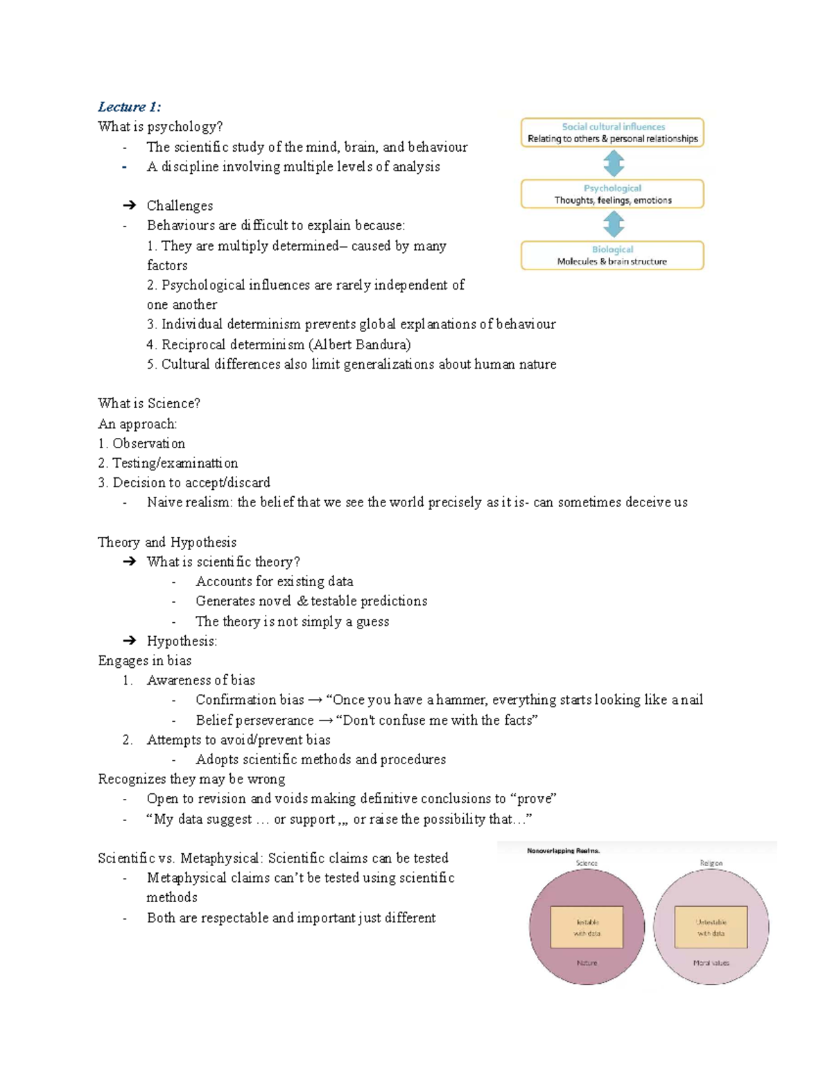 PSY102 - Lecture Notes: Understanding Psychology and Research Methods ...