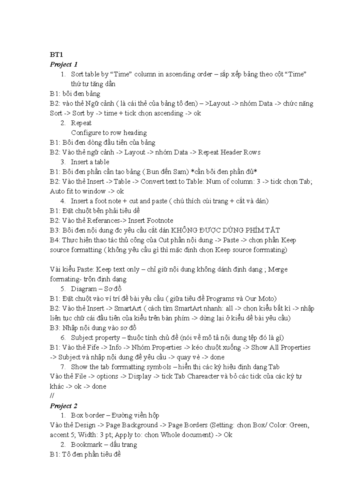 MOS-WORD Project Instructions & Tips for Assignments - Studocu
