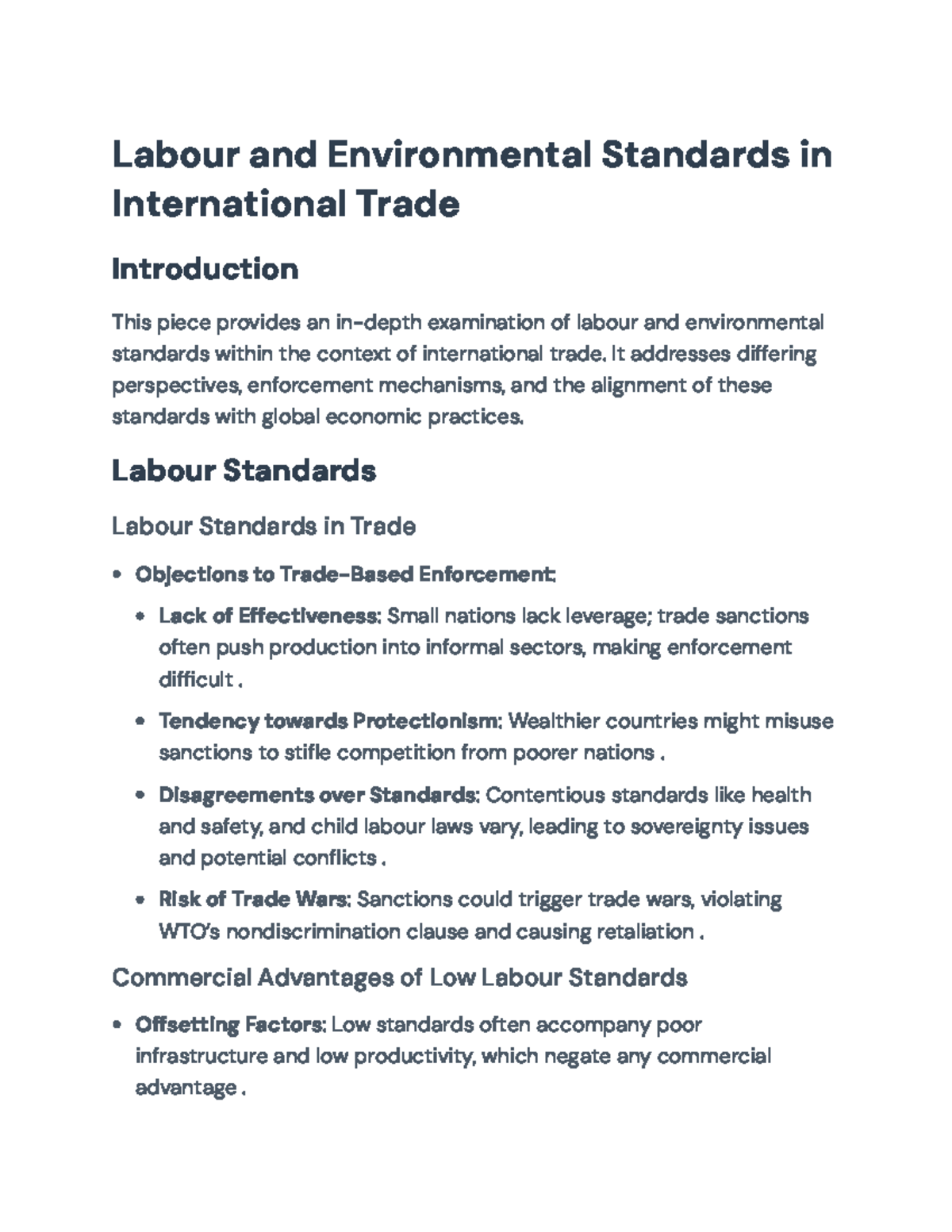 Labour and Environmental Standards in International Trade Analysis ...